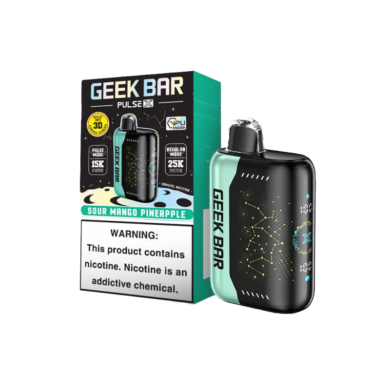 Check the Geek Bar Pulse X 25000 - Sour Mango Pineapple Disposable Vape